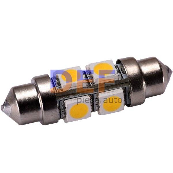 Bec 8 LED SMD SOFIT 36MM 5050 12V ALBA CALDA 3000K 360° COD: PT51